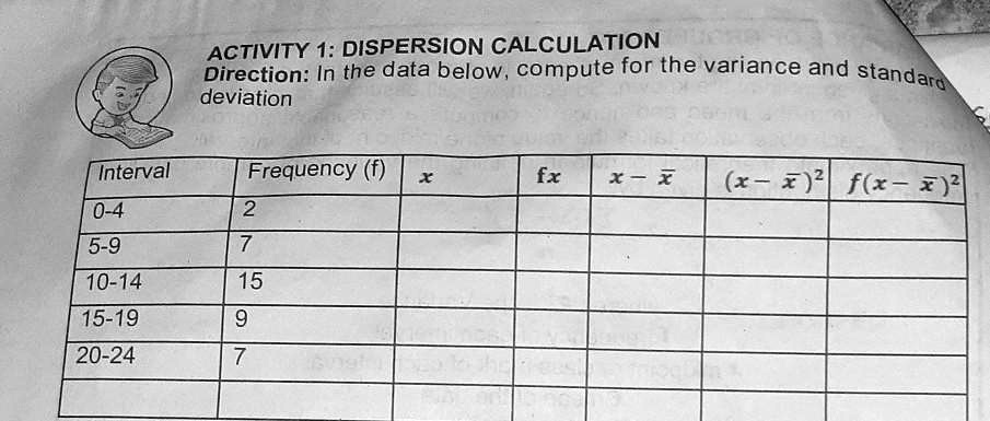 Solved In The Data Below Compute For The Variance And Standard 7396