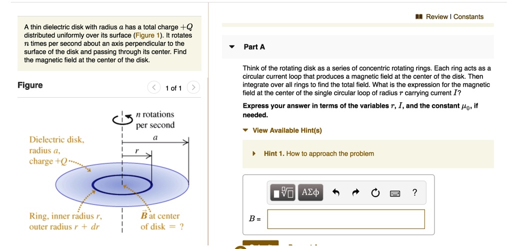 review constants thin dielectric disk with radius has total charge distributed uniformly over ...