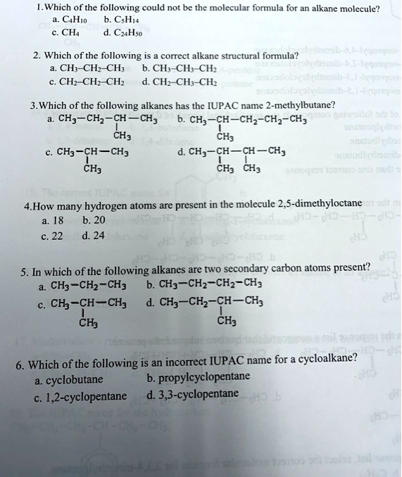 SOLVED:Which of the following could not be the molecular formula for an ...