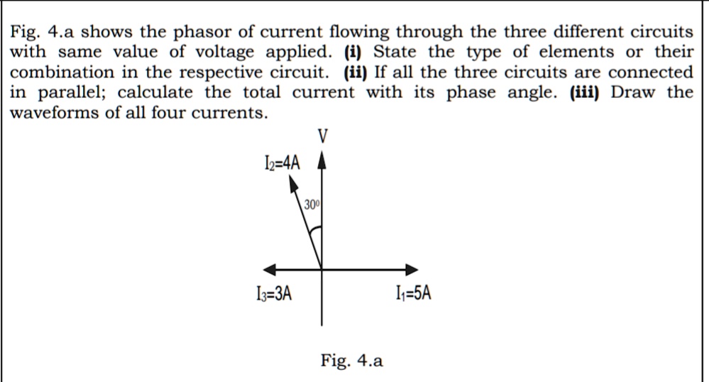 SOLVED: Fig. 4.a shows the phasor of current flowing through the three different circuit ...