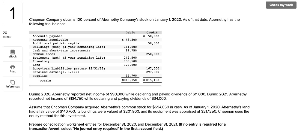 1. Prepare entry C to convert parent's beginning retained earnings to ...