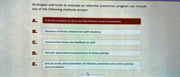 Strategies and tools to evaluate an infection prevention...