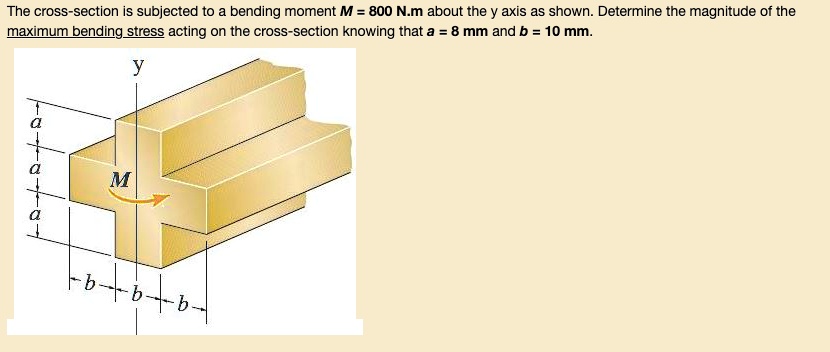 SOLVED: The cross-section is subjected to a bending moment M = 800 N.m ...