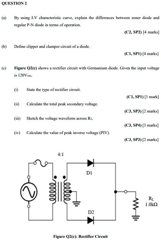 SOLVED: (a) By using the I-V characteristic curve, explain the differences between a zener diode ...