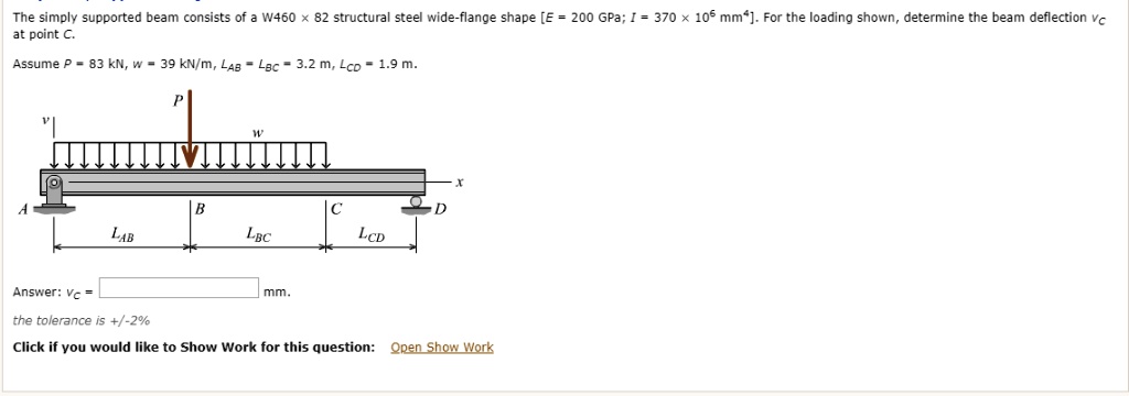 SOLVED: The simply supported beam consists of a W460 82 structural steel wide-flange shape [E ...