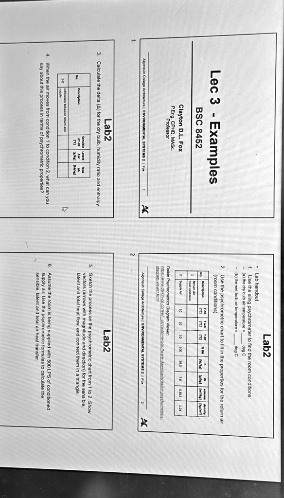 Lab2 Lab handout 1. Use the sling psychrometer to find the room ...