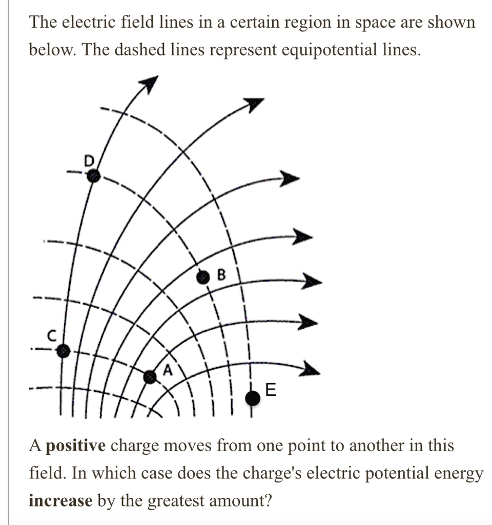 SOLVED: The electric field lines in a certain region in space are shown ...