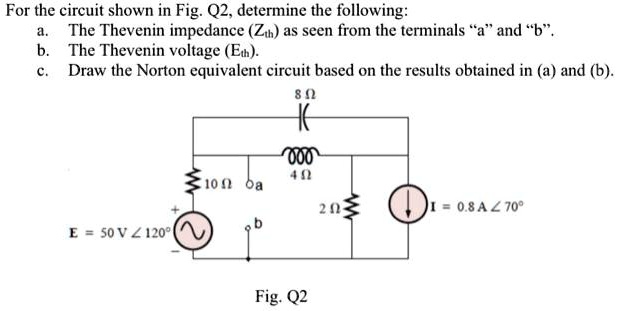 SOLVED: For the circuit shown in Fig.Q2,determine the following a.The Thevenin impedance(Z as ...