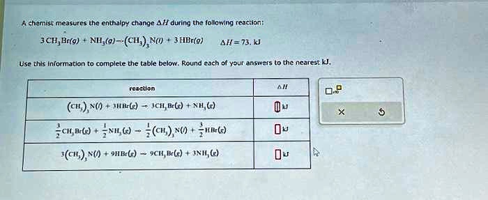SOLVED: A chemist measures the enthalpy change during the following ...