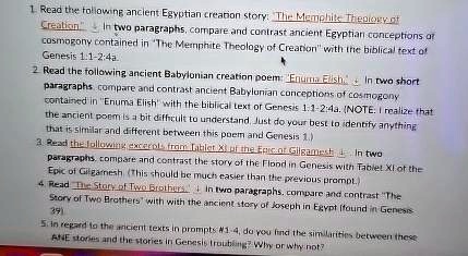 read the following ancient egyptian creation story the memphite ...