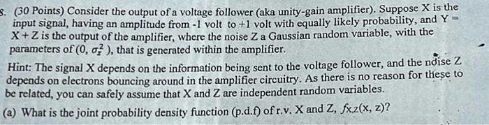 SOLVED: 3. (30 Points) Consider the output of a voltage follower (aka unity-gain amplifier ...