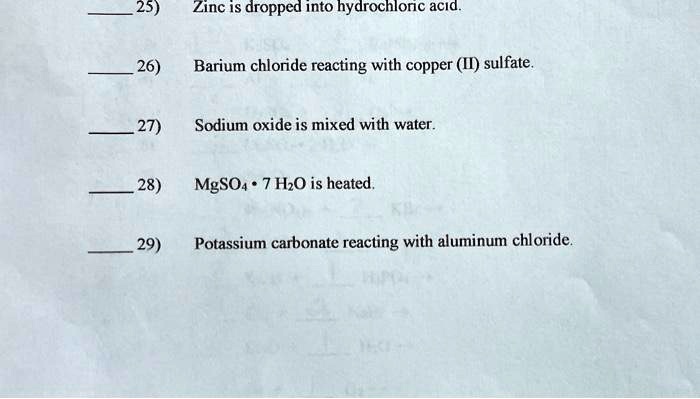 SOLVED: give each reaction type, then complete and balance each ...