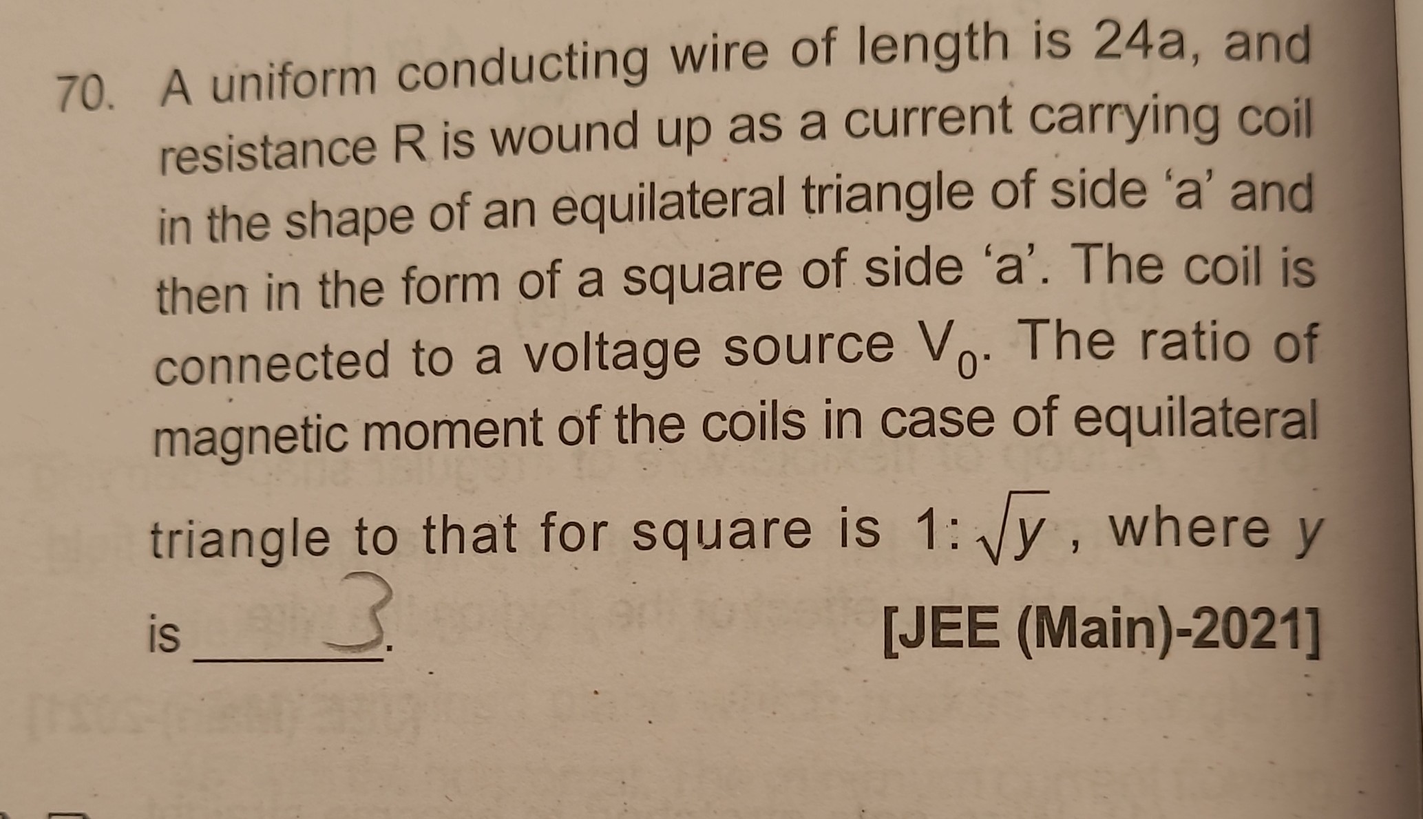 Solved 70 A Uniform Conducting Wire Of Length Is 24 A And Resistance