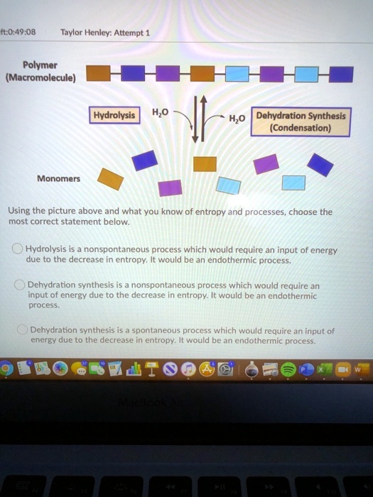 SOLVED: Taylor Henley: Attempt Polymer (Macromolecule) Hydrolysis H2O ...