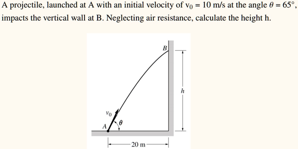 SOLVED: A projectile, launched at A with an initial velocity of vo = 10 ...