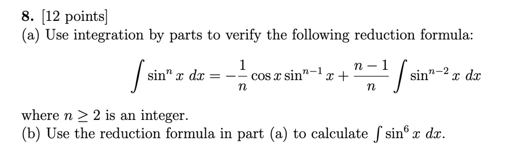8 12 points a use integration by parts to verify the following ...