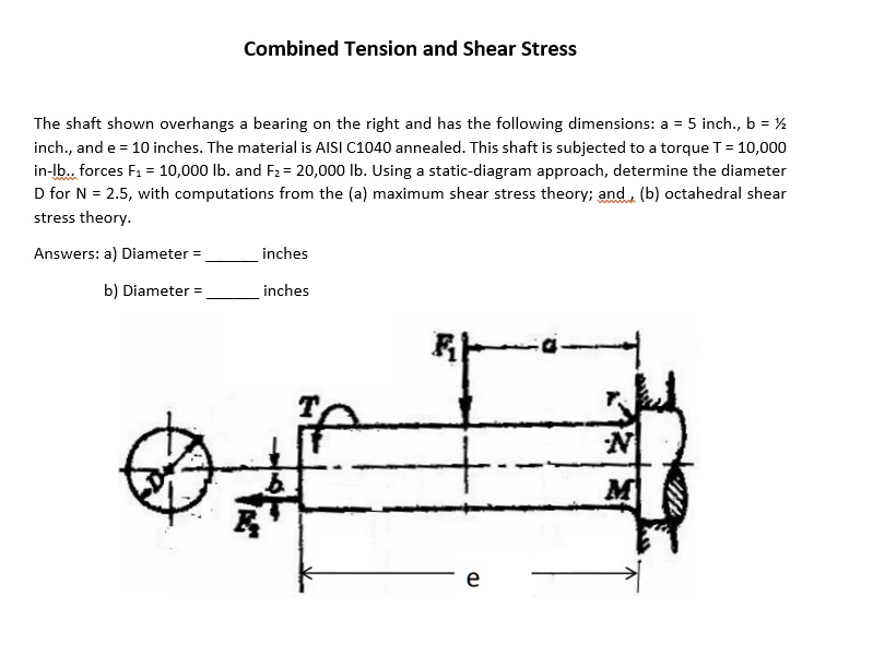 SOLVED: CombinedTension and Shear Stress The shaft shown overhangs a ...