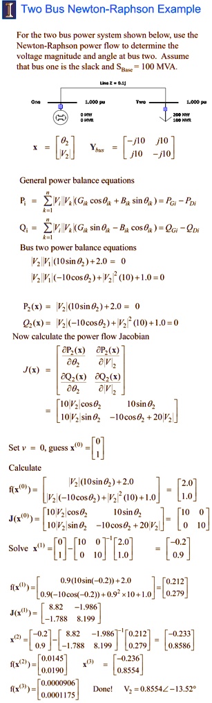 SOLVED: MATLAB CODE of Question Two Bus Newton-Raphson Example For the two bus power system ...