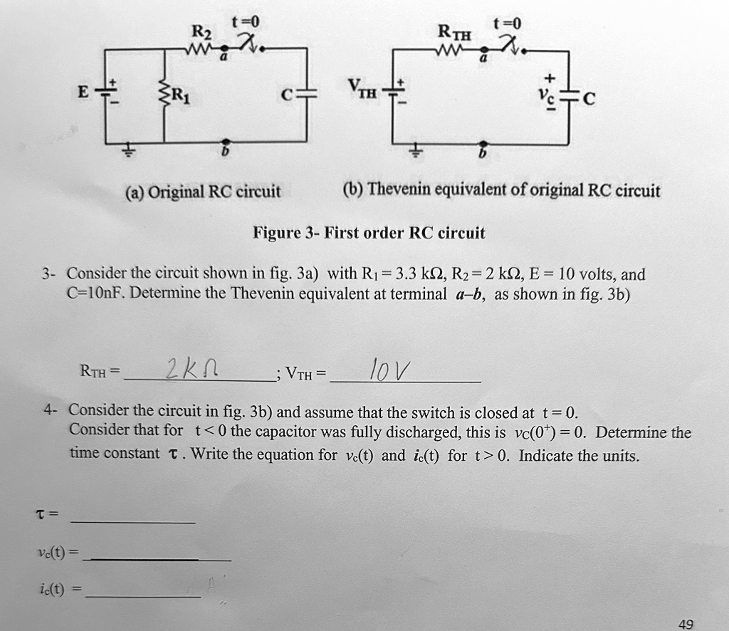 A Original Rc Circuit B Thevenin Equivalent Of Original Rc Circuit