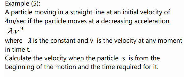 A particle moving in a straight line at an initial velocity...