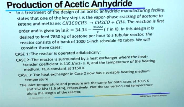 Production of Acetic Anhydride • In a treatment of the design of an ...