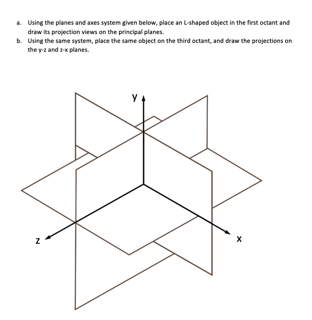 SOLVED: Using the planes and axes system given below, place an L-shaped ...