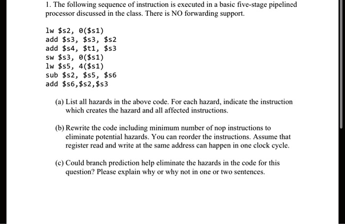 l the following sequence of instruction is executed in a basic five ...