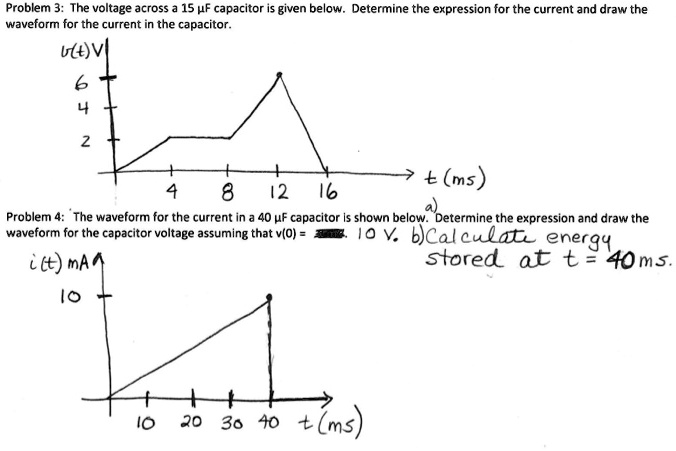 SOLVED: Problem 3: The voltage across a 15 Î¼F capacitor is given below. Determine the ...