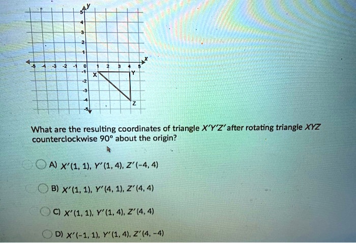 Solved What Are The Resulting Coordinates Of Triangle Xyz After Rotating Triangle Xyz