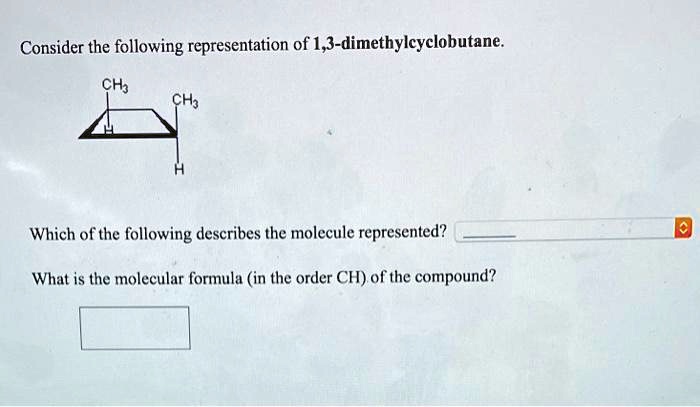 SOLVED:Consider the following representation of 1,3-dimethylcyclobutane ...