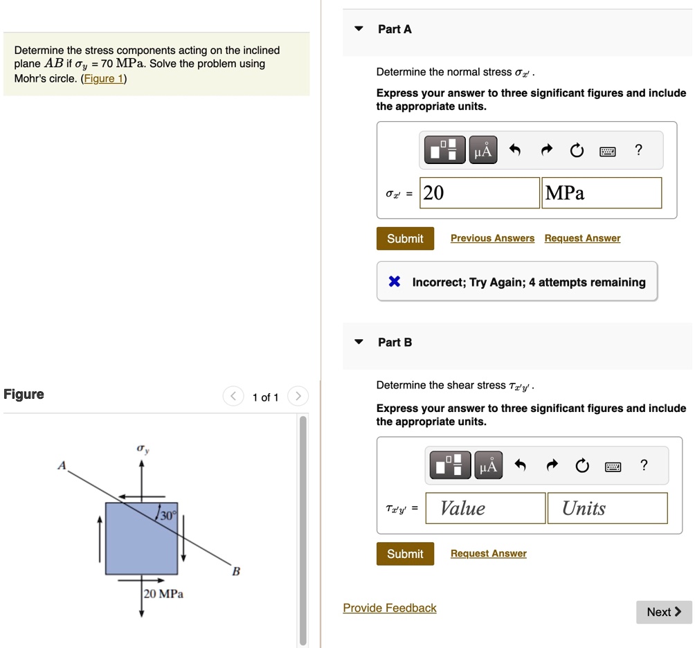 determine the stress components acting on the inclined plane ab if y 70 ...
