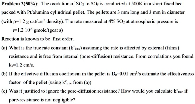 problem 250 the oxidation of soz to soz is conducted at s00k in a short ...