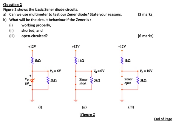 SOLVED: Question 2 Figure 2 shows the basic Zener diode circuits. a) Can we use a multimeter to ...