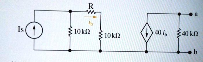 In the circuit shown below, Is = 20 mA and R = 520 kÎ©. Find the Thevenin voltage between ...