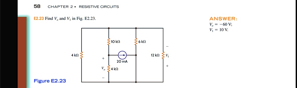 58 CHAPTER 2 RESISTIVE CIRCUITS E2.23 Find Vo and Vi in Fig. E2.23 ...
