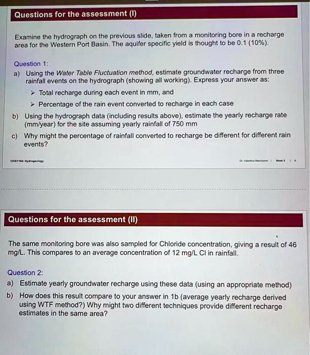 SOLVED: Examine the hydrograph on the previous slide, taken from a ...