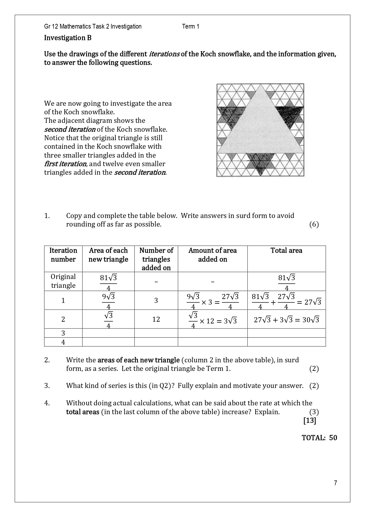 SOLVED: Gr 12 Mathematics Task 2 Investigation Term 1 Investigation B ...