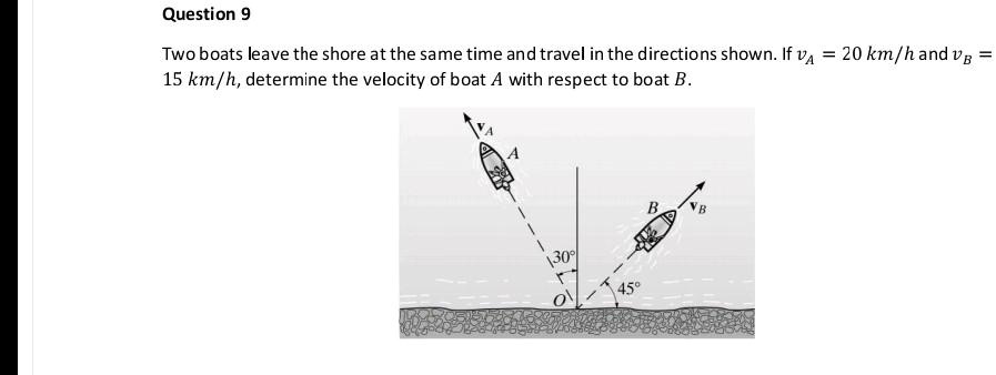 Question 9 Two boats leave the shore at the same time and travel in the ...