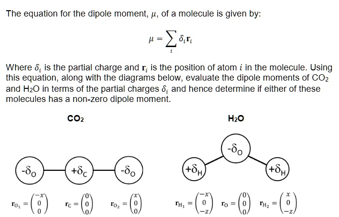 SOLVED:The equation for the dipole moment; /L, of a molecule is given ...