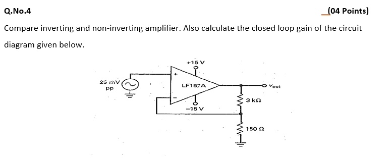 Solved Qno4 04 Points Compare Inverting And Non Inverting Amplifiers Also Calculate The