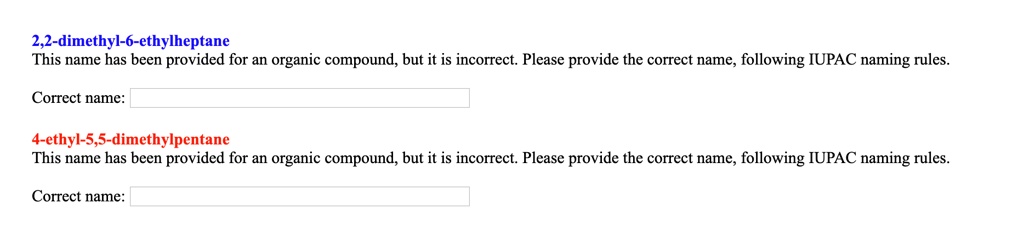 22 dimethyl 6 ethylheptane this name has been provided for an organic compound but it is ...