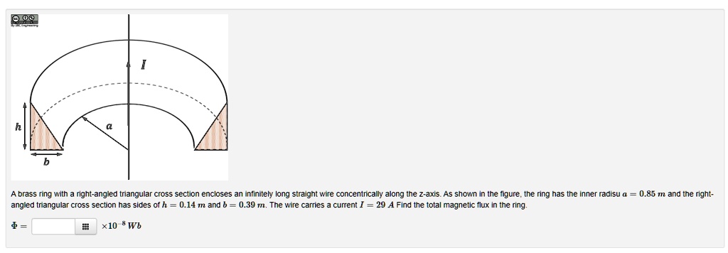 SOLVED: A brass ring with a right-angled triangular cross-section encloses an infinitely long ...