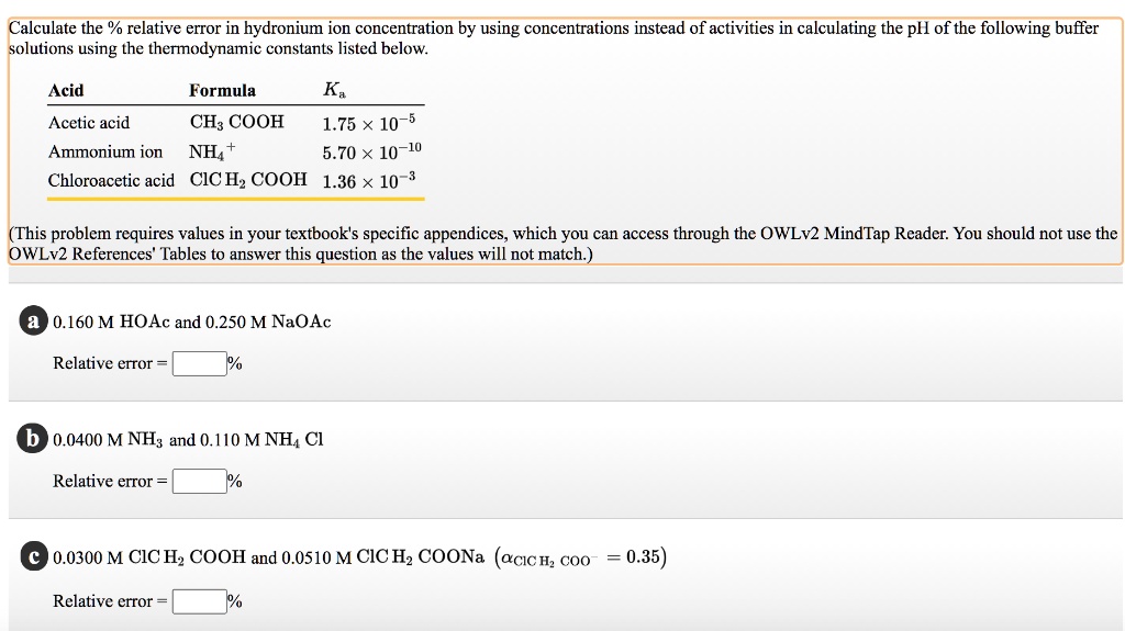 SOLVED: Calculate the % relative error in hydronium ion concentration ...