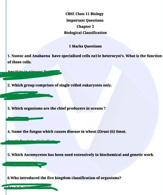 SOLVED: Please answer this question. CBSE Class [ Biology Important Questions Chapter 2 ...