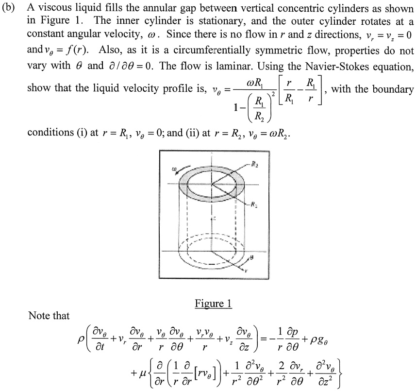 b a viscous liquid fills the annular gap between vertical concentric cylinders as shown in ...