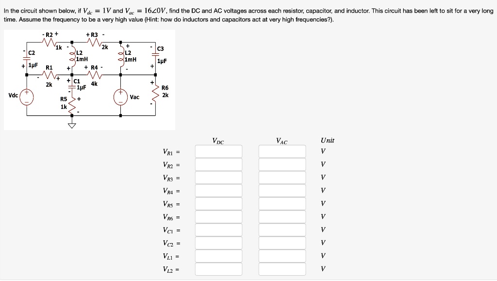 SOLVED: In the circuit shown below, if Va = 1 V and Vac = 160 V, find ...