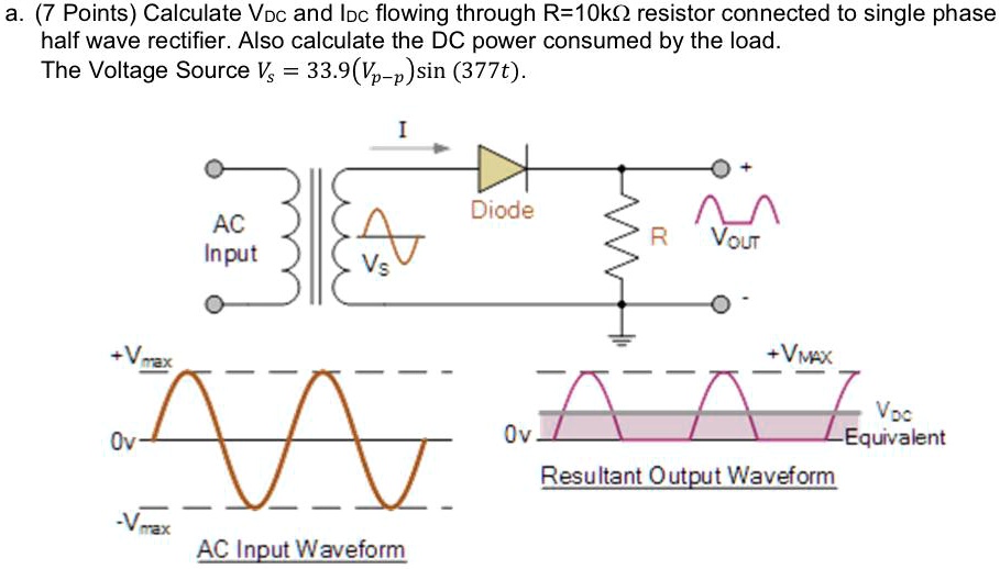 SOLVED: a.7 Points Calculate VDc and IDc flowing through R=10k2 ... SOLVED: a.7 Points Calculate VDc and IDc flowing through R=10k2 ...