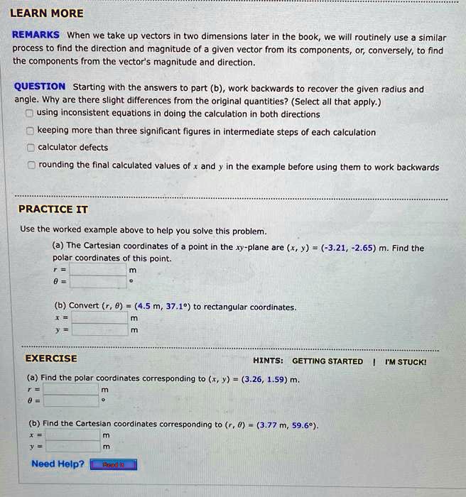 SOLVED: LEARN MORE REMARKS When we take Up vectors two dimensions later ...