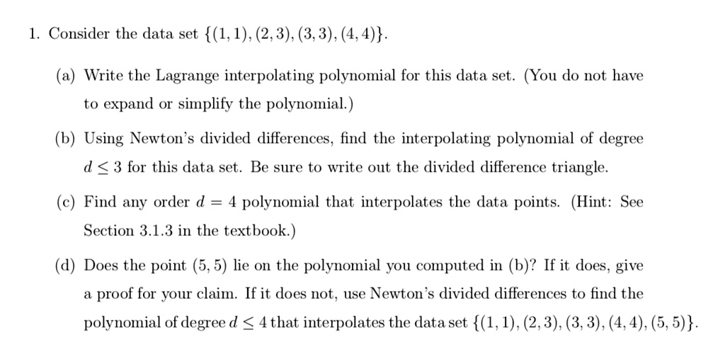 SOLVED: Consider the data set (1,1), (2,3),(3,3), (4,4). Write the ...