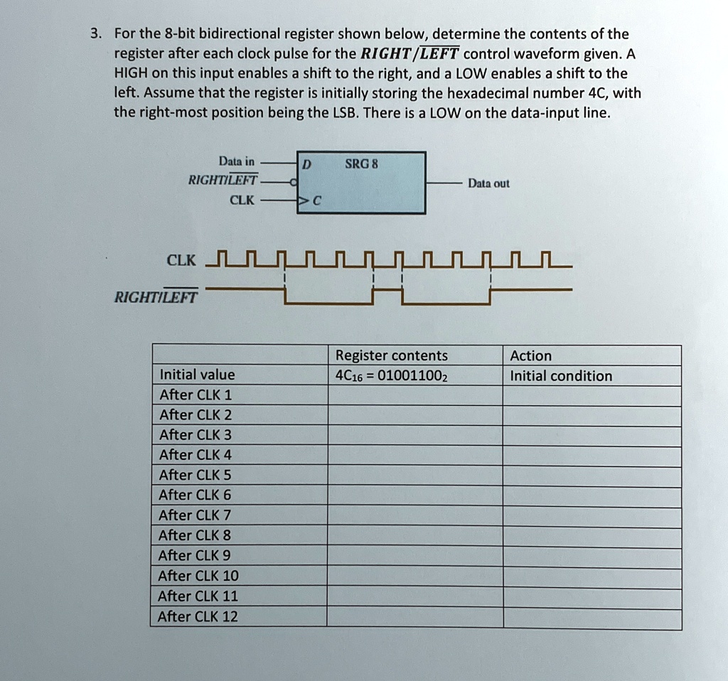 3 for the 8 bit bidirectional register shown below determine the contents of the register after ...